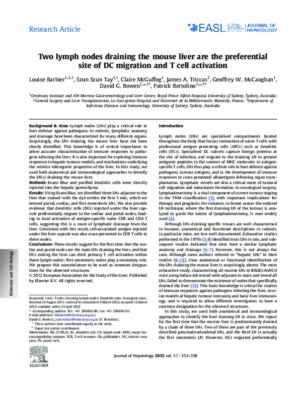 (PDF) Two lymph nodes draining the mouse liver are the preferential ...
