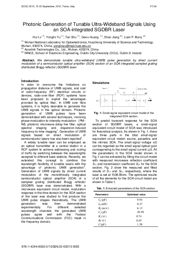 (PDF) Photonic generation of tunable ultra-wideband signals using an ...