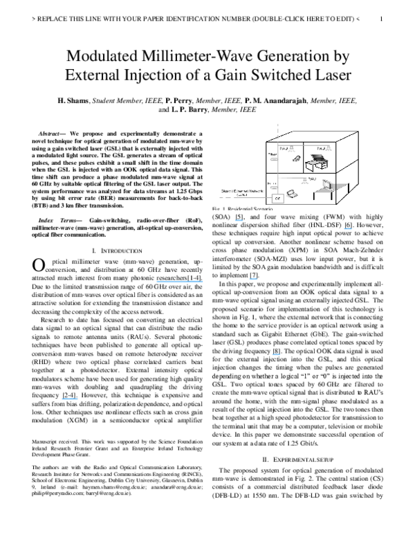 Pdf Modulated Millimeter Wave Generation By External Injection Of A