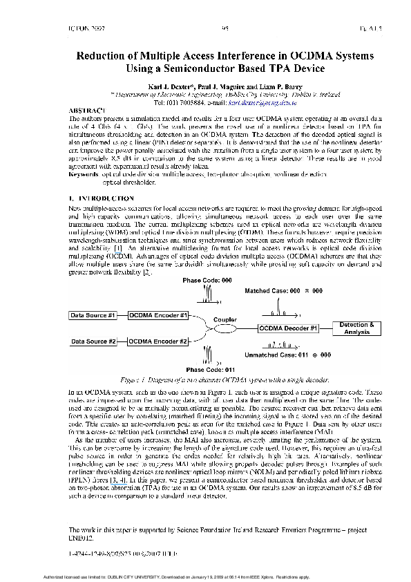 (PDF) Reduction of Multiple Access Interference in OCDMA Systems Using a Semiconductor Based TPA ...