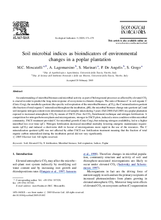 (PDF) Soil microbial indices as bioindicators of environmental changes ...