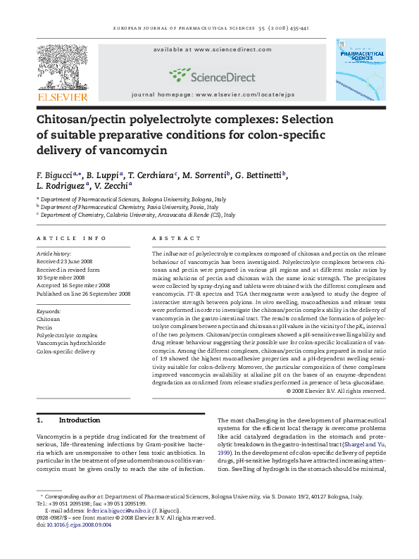 (PDF) Chitosan/pectin polyelectrolyte complexes: Selection of suitable preparative conditions ...