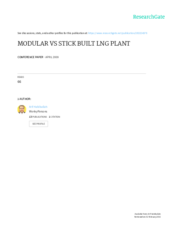 (PDF) MODULAR VS STICK BUILT LNG PLANT