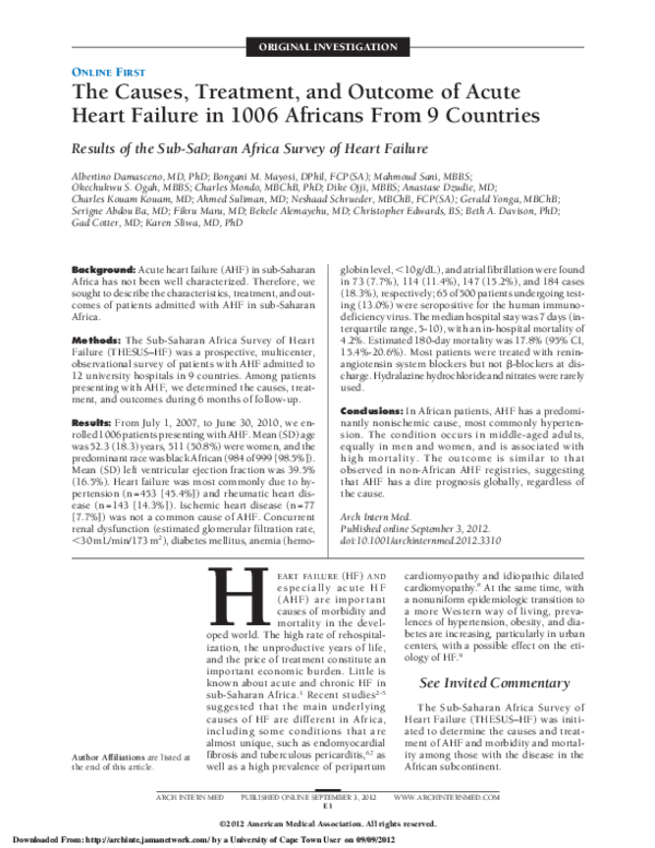 (PDF) The Causes, Treatment, and Outcome of Acute Heart Failure in 1006 ...
