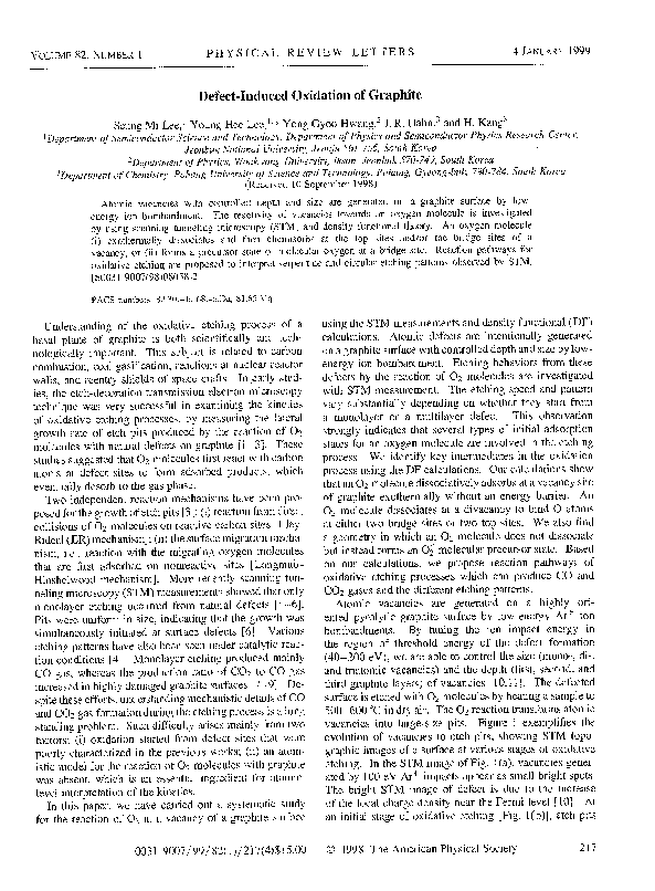 (PDF) Defect-Induced Oxidation of Graphite