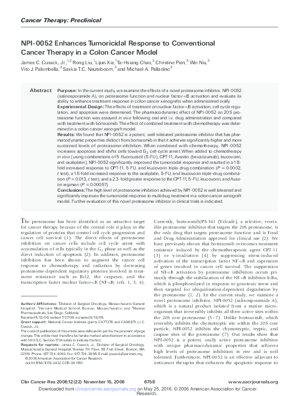 (PDF) NPI-0052 Enhances Tumoricidal Response to Conventional Cancer ...