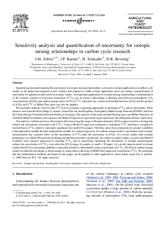 (PDF) Sensitivity analysis and quantification of uncertainty for isotopic mixing relationships ...