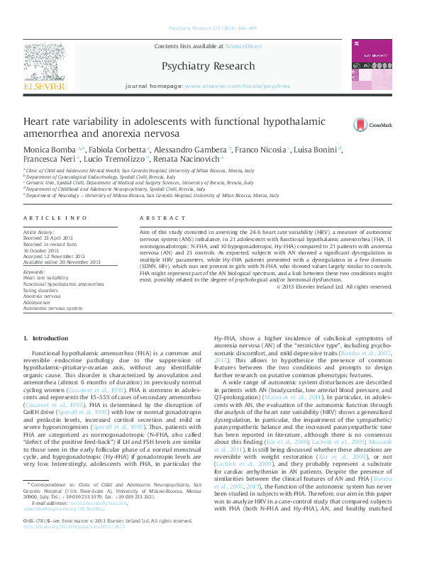 (PDF) Heart rate variability in adolescents with functional ...