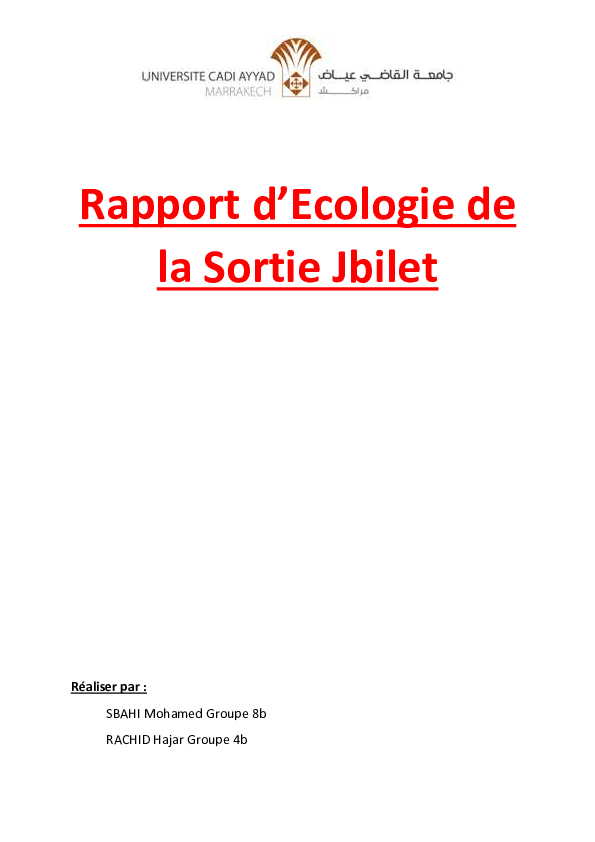 (PDF) Rapport d'Ecologie de la Sortie Jbilet