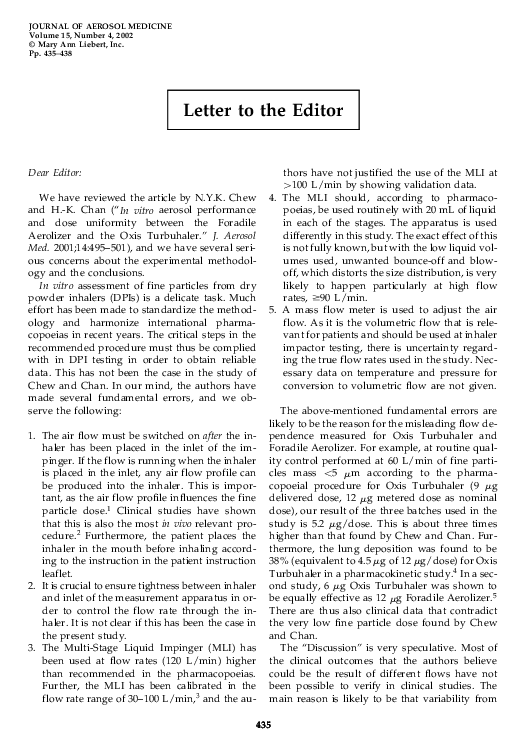 (PDF) In Vitro Aerosol Performance and Dose Uniformity between the ...