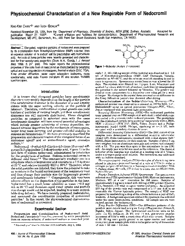 (PDF) Physicochemical characterization of a new respirable form of ...