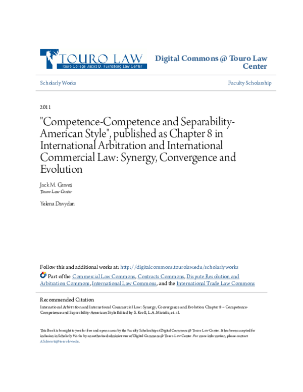 (PDF) Competence-Competence and Separability-American Style", published ...