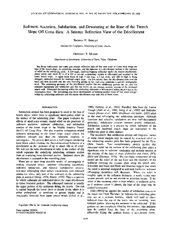 (PDF) Sediment accretion, subduction, and dewatering at the base of the ...