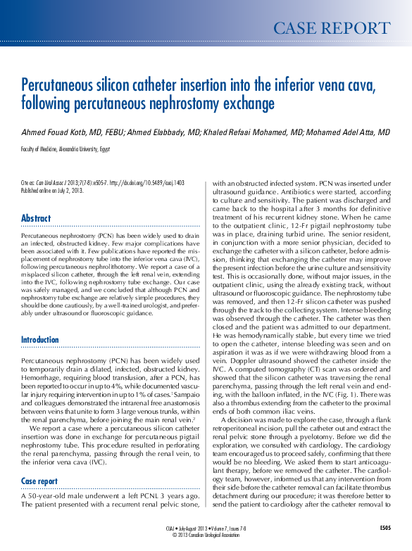 (PDF) Percutaneous silicon catheter insertion into the IVC, following ...