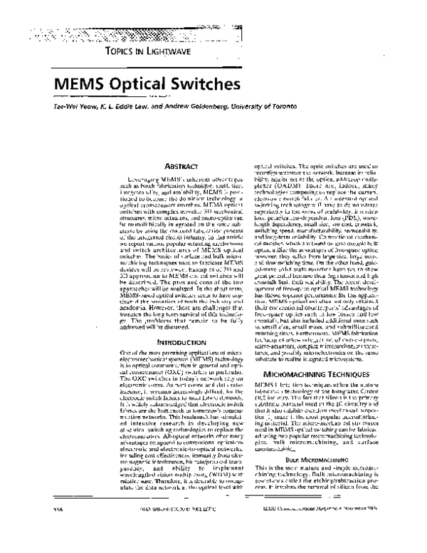(PDF) MEMS optical switches