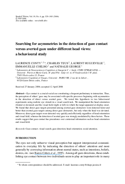 (PDF) Searching for asymmetries in the detection of gaze contact versus ...