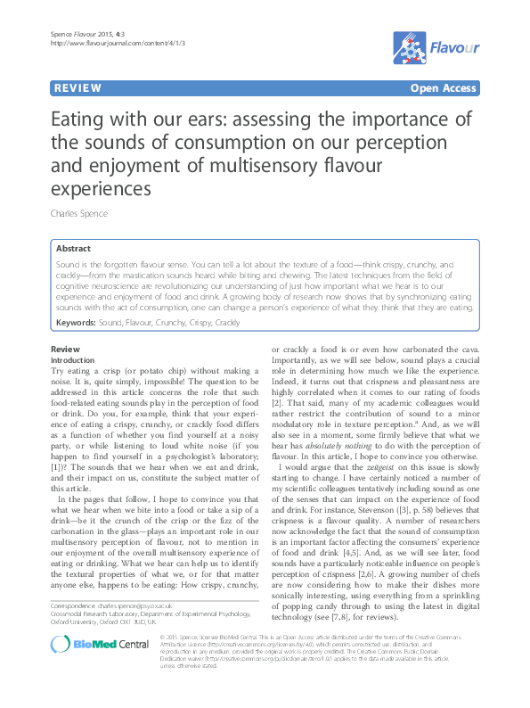 (PDF) Eating with our ears: assessing the importance of the sounds of ...