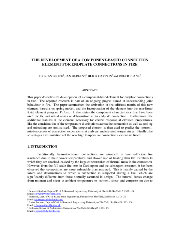 (PDF) The development of a component-based connection element for ...