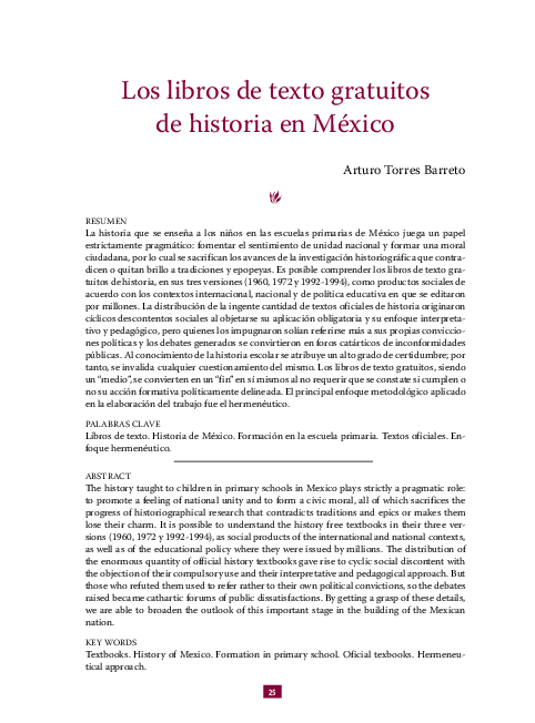(PDF) Los libros de texto gratuitos de historia en México