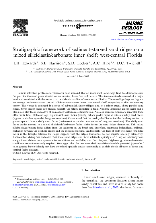 (PDF) Stratigraphic framework of sediment-starved sand ridges on a ...