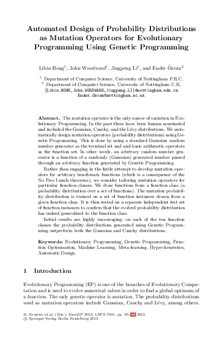 (PDF) Automated Design of Probability Distributions as