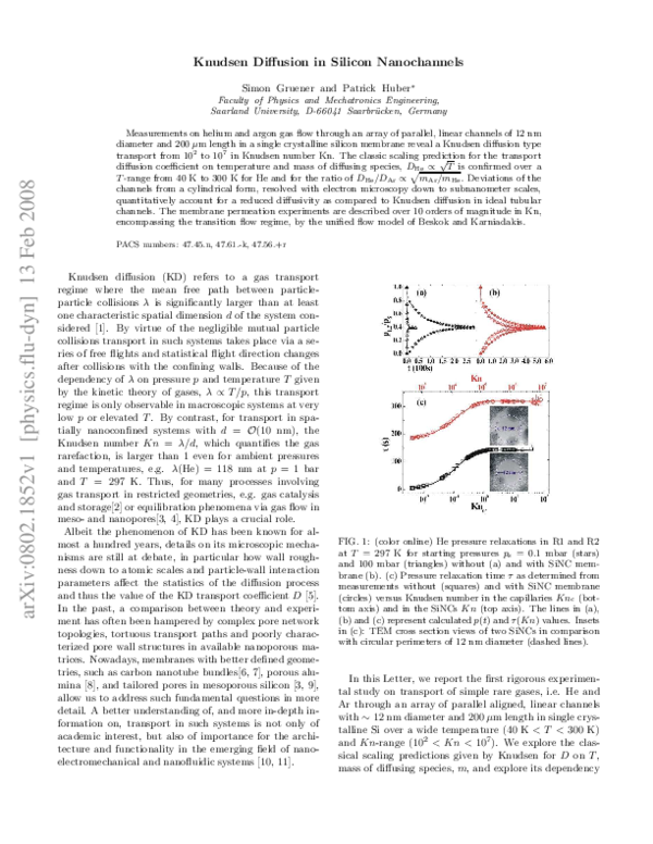 (PDF) Knudsen Diffusion in Silicon Nanochannels