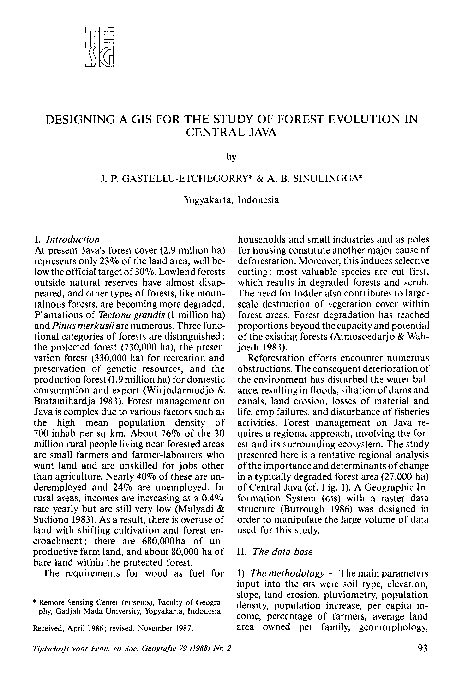 (PDF) DESIGNING A GIS FOR THE STUDY OF FOREST EVOLUTION IN CENTRAL JAVA