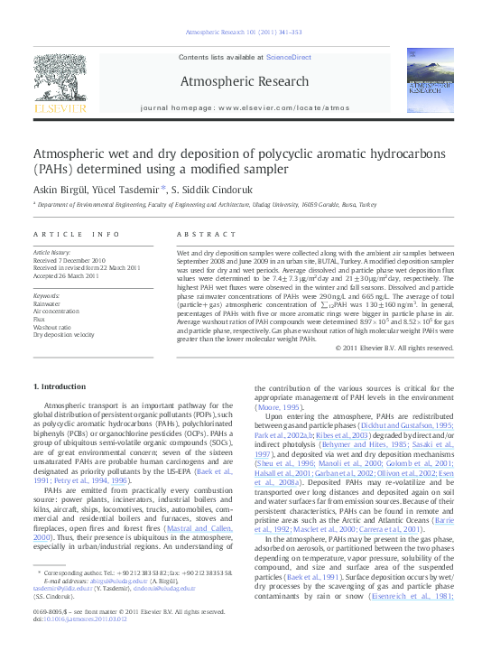 (PDF) Atmospheric wet and dry deposition of polycyclic aromatic hydrocarbons (PAHs) determined ...