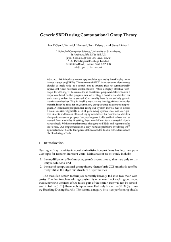 Pdf Generic Sbdd Using Computational Group Theory