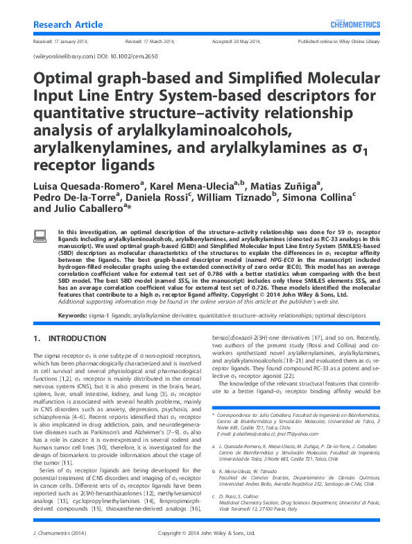 (PDF) Optimal graph-based and Simplified Molecular Input Line Entry System-based descriptors for ...