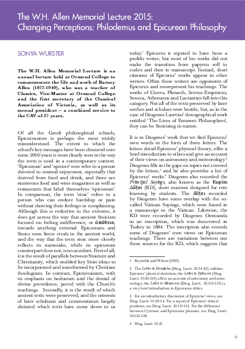 (PDF) Philodemus and Epicurean Philosophy: Changing Perceptions