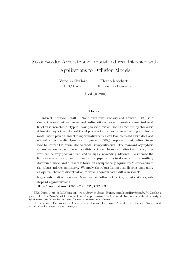 (PDF) Second-order Accurate and Robust Indirect Inference
