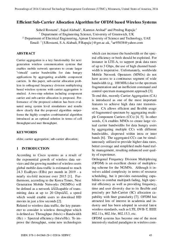 Efficient Sub-Carrier Allocation Algorithm for OFDM based Wireless Systems