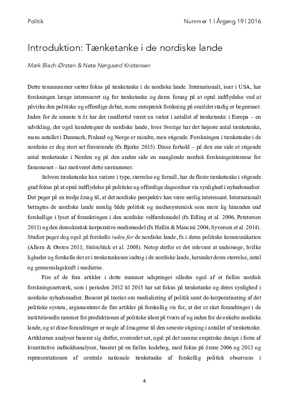 (PDF) Tænketanke i de nordiske lande