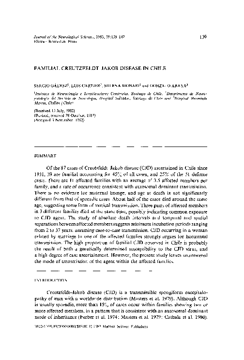 (PDF) Familial Creutzfeldt-Jakob disease in Chile
