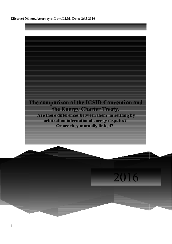 (PDF) The comparison of the ICSID Convention and the Energy Charter ...