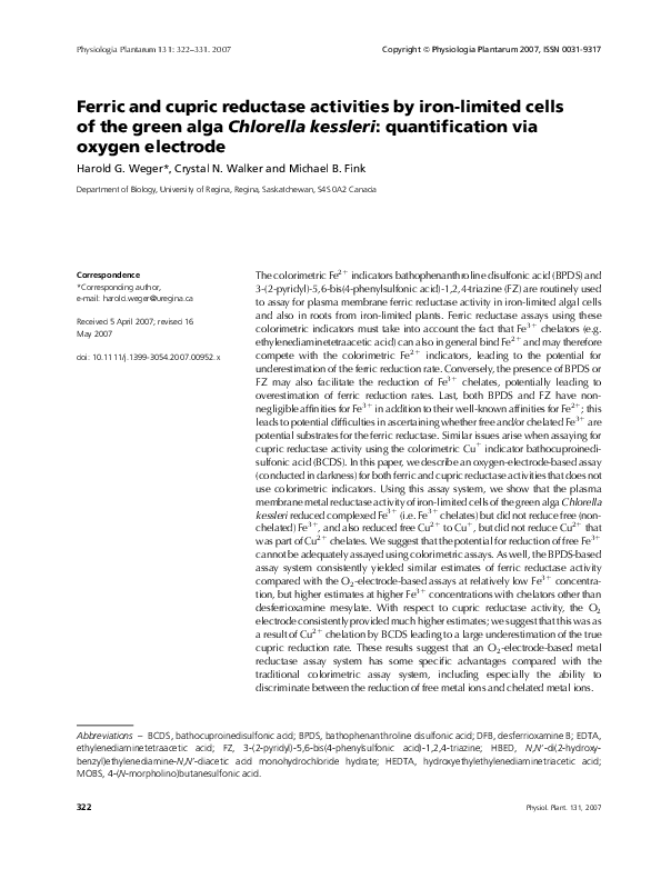 (PDF) Ferric and cupric reductase activities by iron-limited cells of ...
