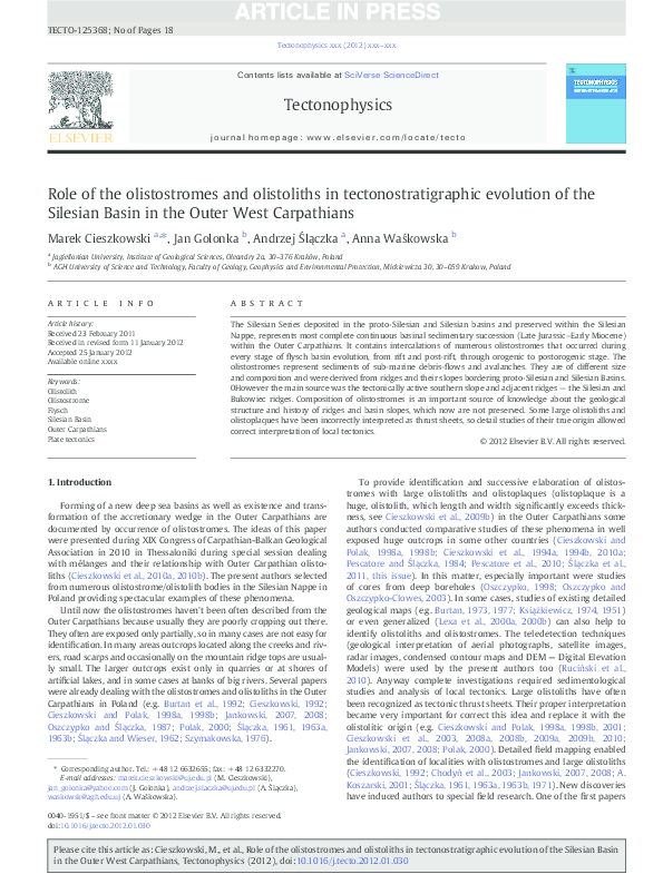 (PDF) Role of the olistostromes and olistoliths in tectonostratigraphic ...