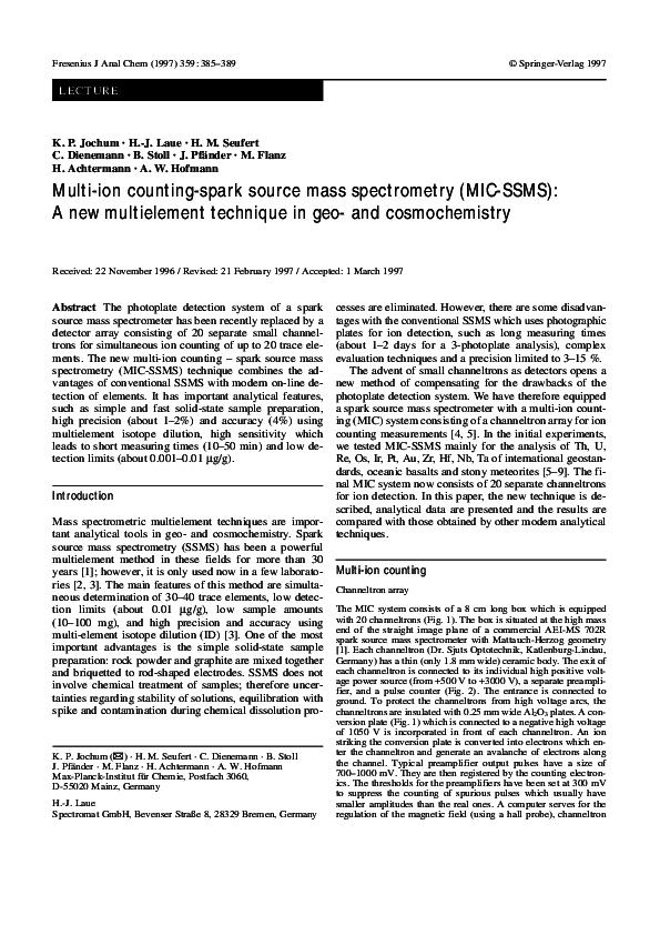 (PDF) Multi-ion counting-spark source mass spectrometry (MIC-SSMS): A ...