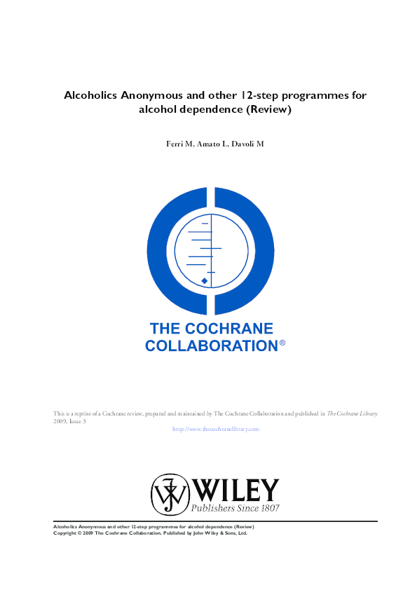 (PDF) Alcoholics Anonymous and other 12-step programmes for alcohol ...