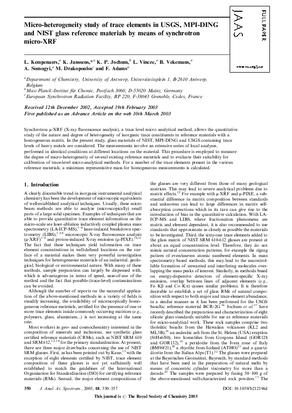 (PDF) Micro-heterogeneity study of trace elements in USGS, MPI-DING and ...
