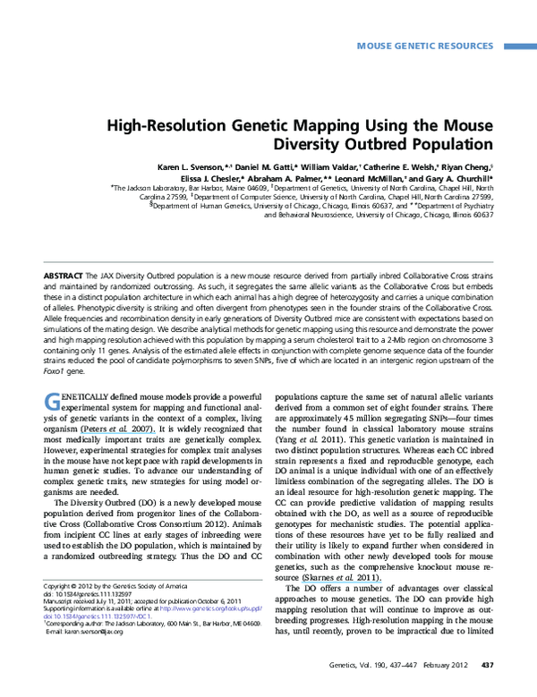 (PDF) High-resolution genetic mapping using the mouse diversity outbred ...
