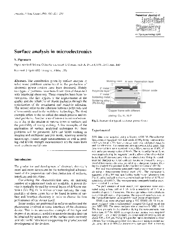 (PDF) Surface analysis in microelectronics
