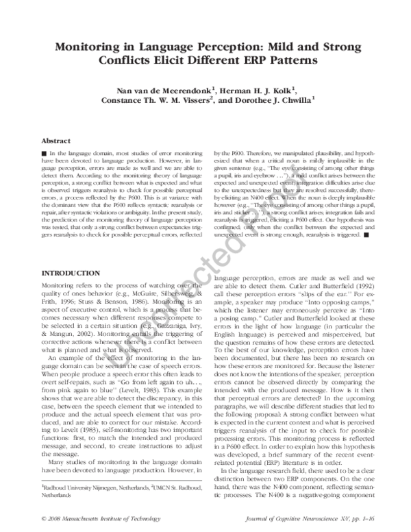(PDF) Monitoring in Language Perception: Mild and Strong Conflicts ...