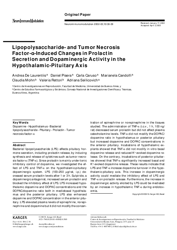 (PDF) Lipopolysaccharide- and Tumor Necrosis Factor-α-Induced Changes in Prolactin Secretion and ...