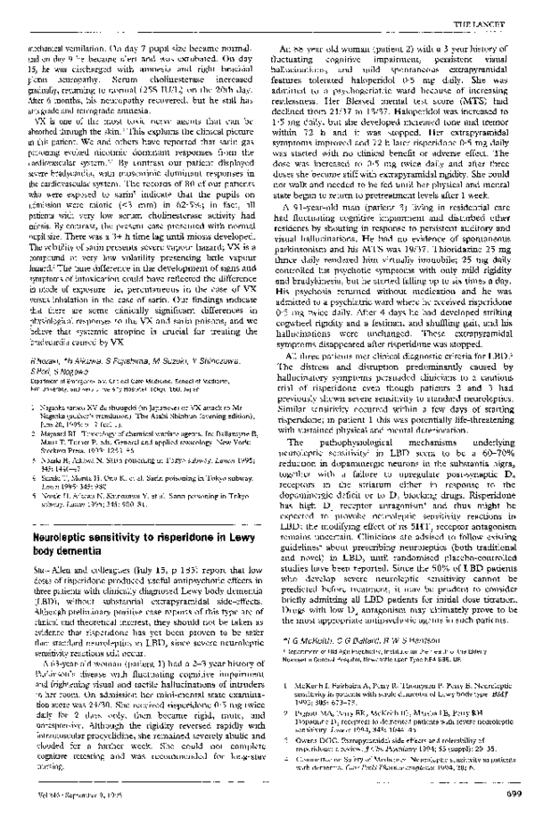 (PDF) Neuroleptic sensitivity to risperidone in Lewy body dementia