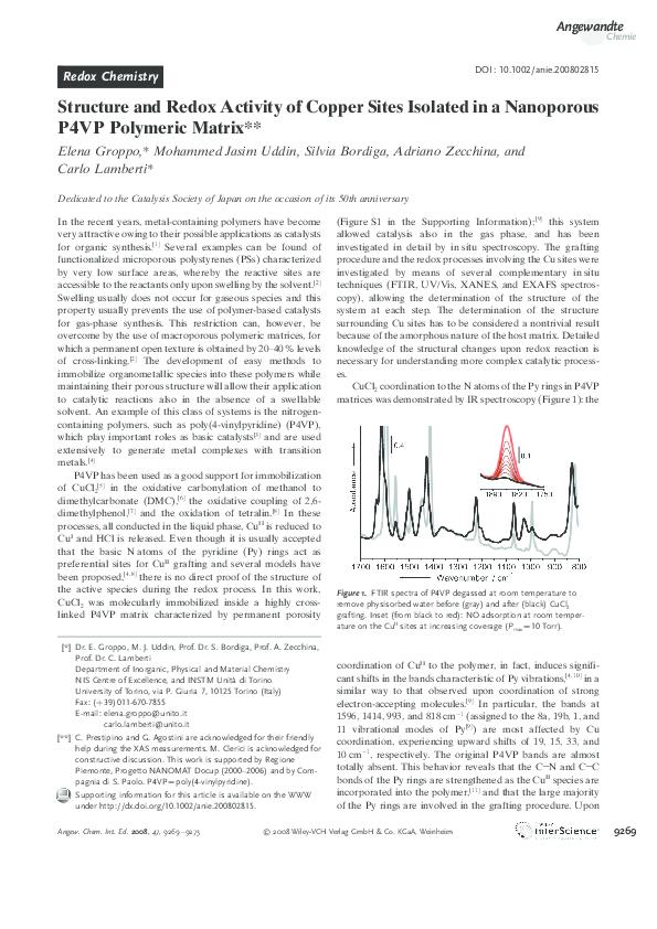 (PDF) Structure and Redox Activity of Copper Sites Isolated in a ...