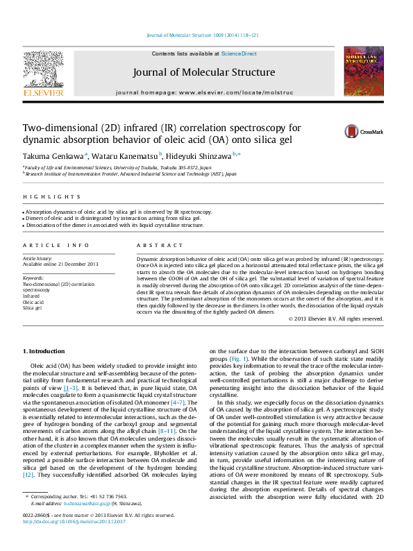 (PDF) Two-dimensional (2D) infrared (IR) correlation spectroscopy for dynamic absorption ...