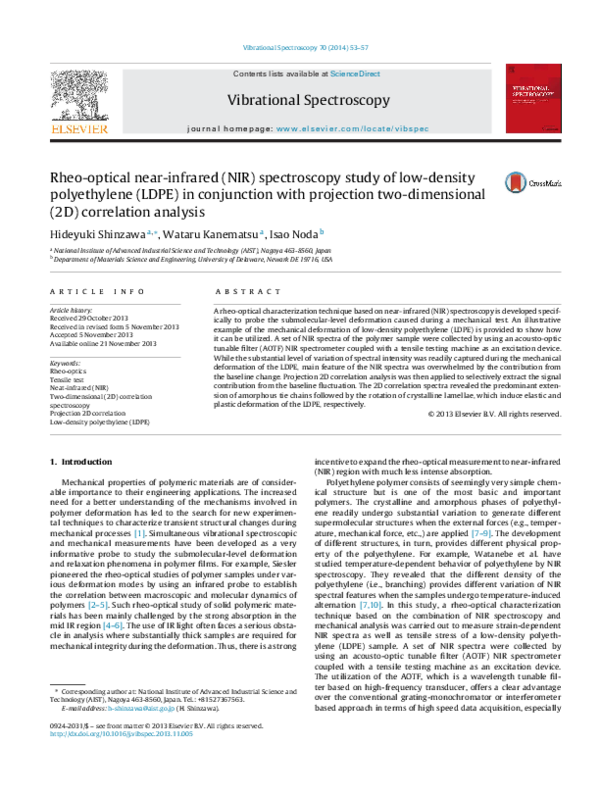 (PDF) Rheo-optical near-infrared (NIR) spectroscopy study of low-density polyethylene (LDPE) in ...
