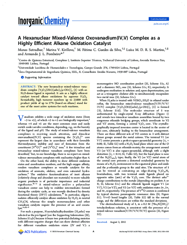 (PDF) A hexanuclear mixed-valence oxovanadium(IV,V) complex as a highly ...